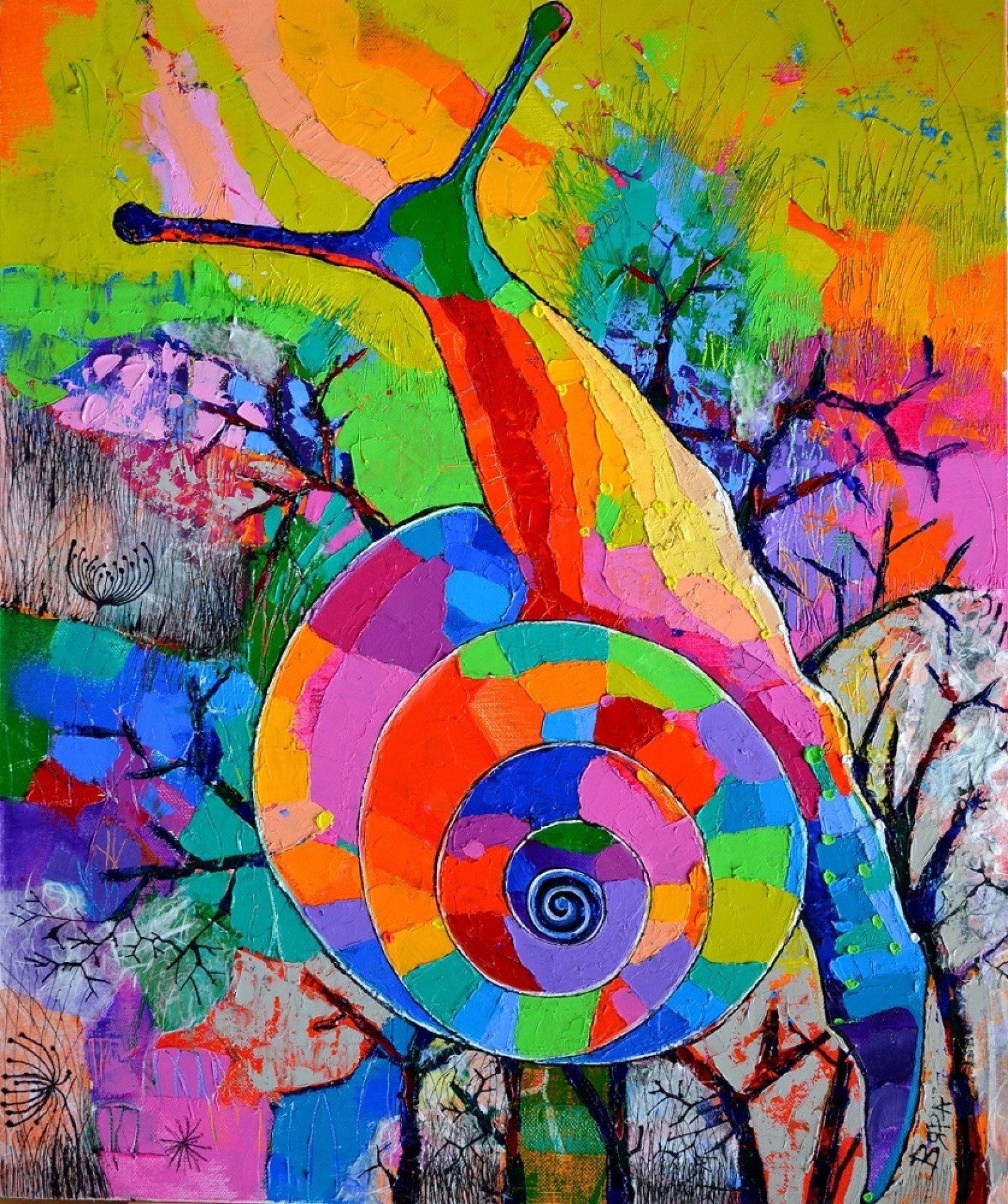 Snail Painting by Vyara Tichkova - Jose Art Gallery