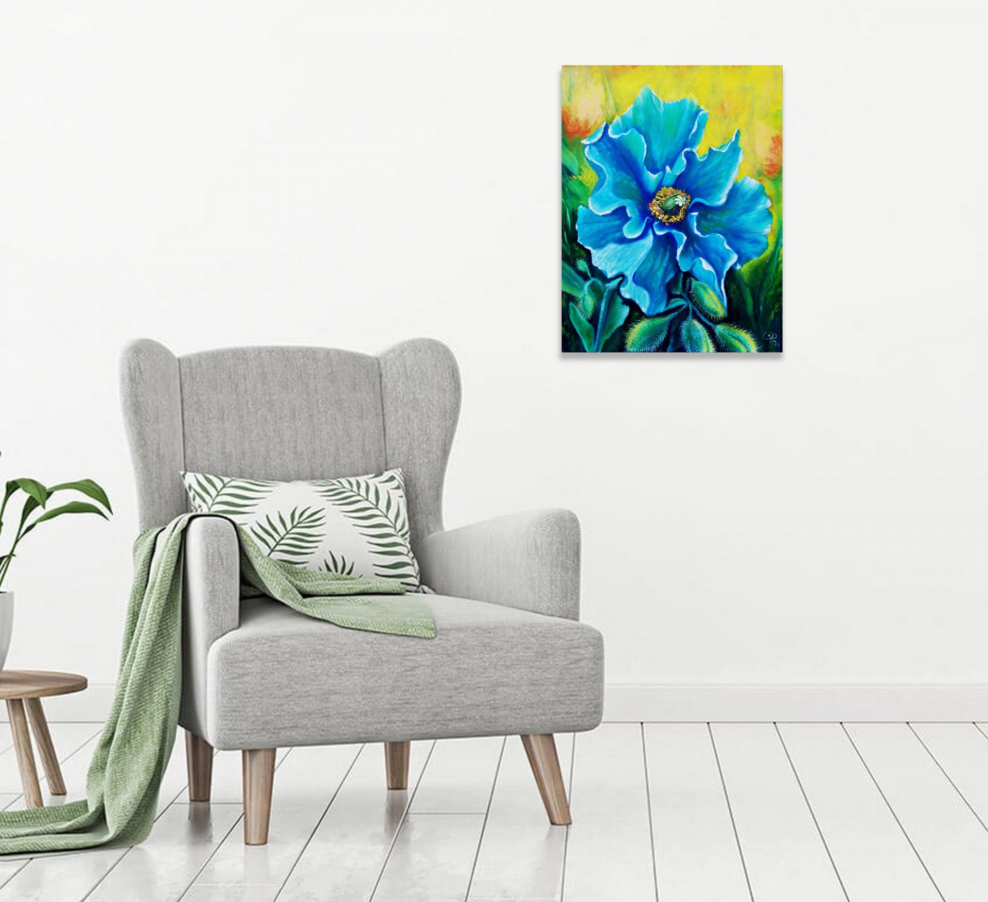Blue Himalayan Poppy Painting by Iryna Fedarava - Jose Art Gallery