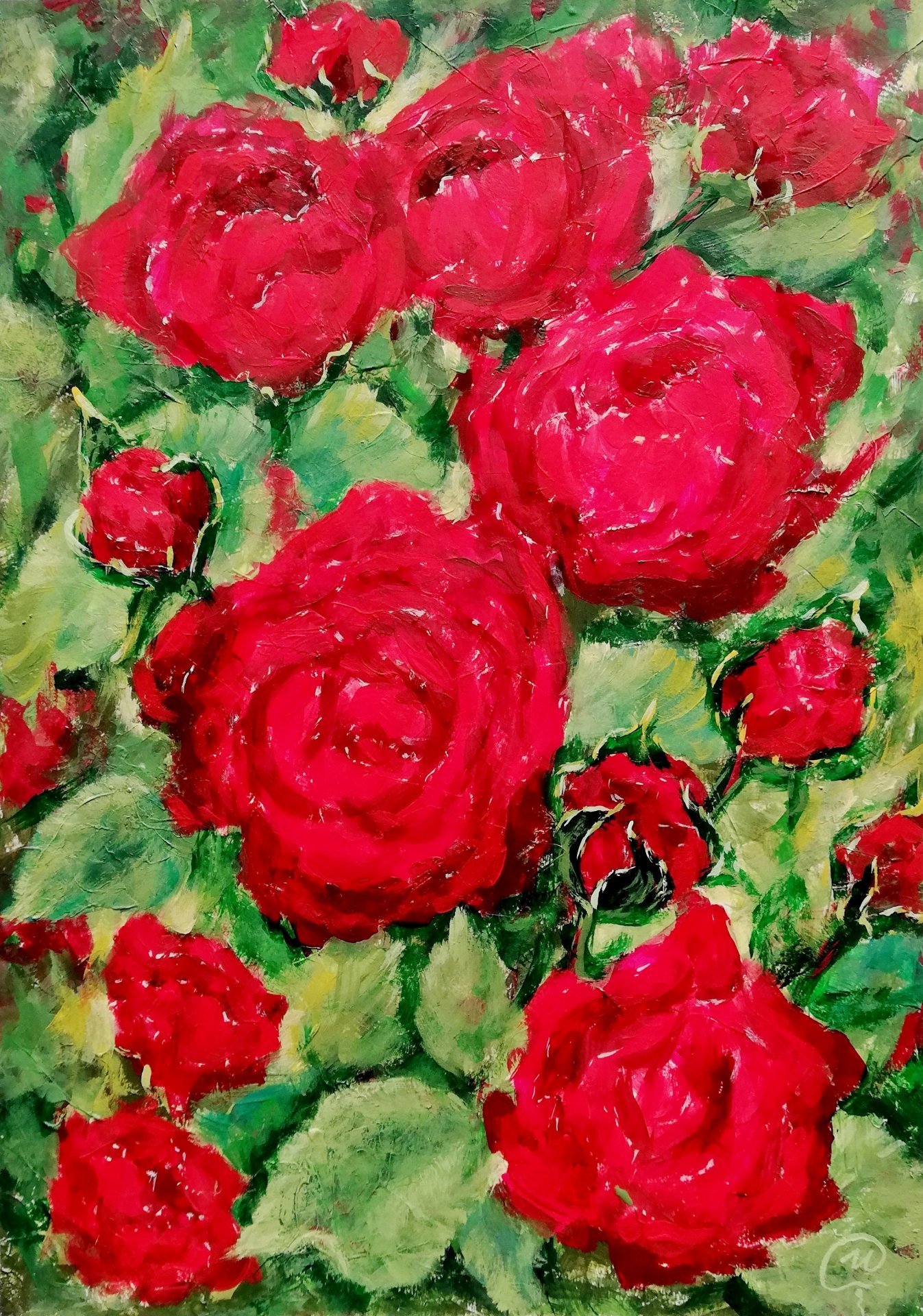 Red Roses Painting by Iryna Fedarava - Jose Art Gallery