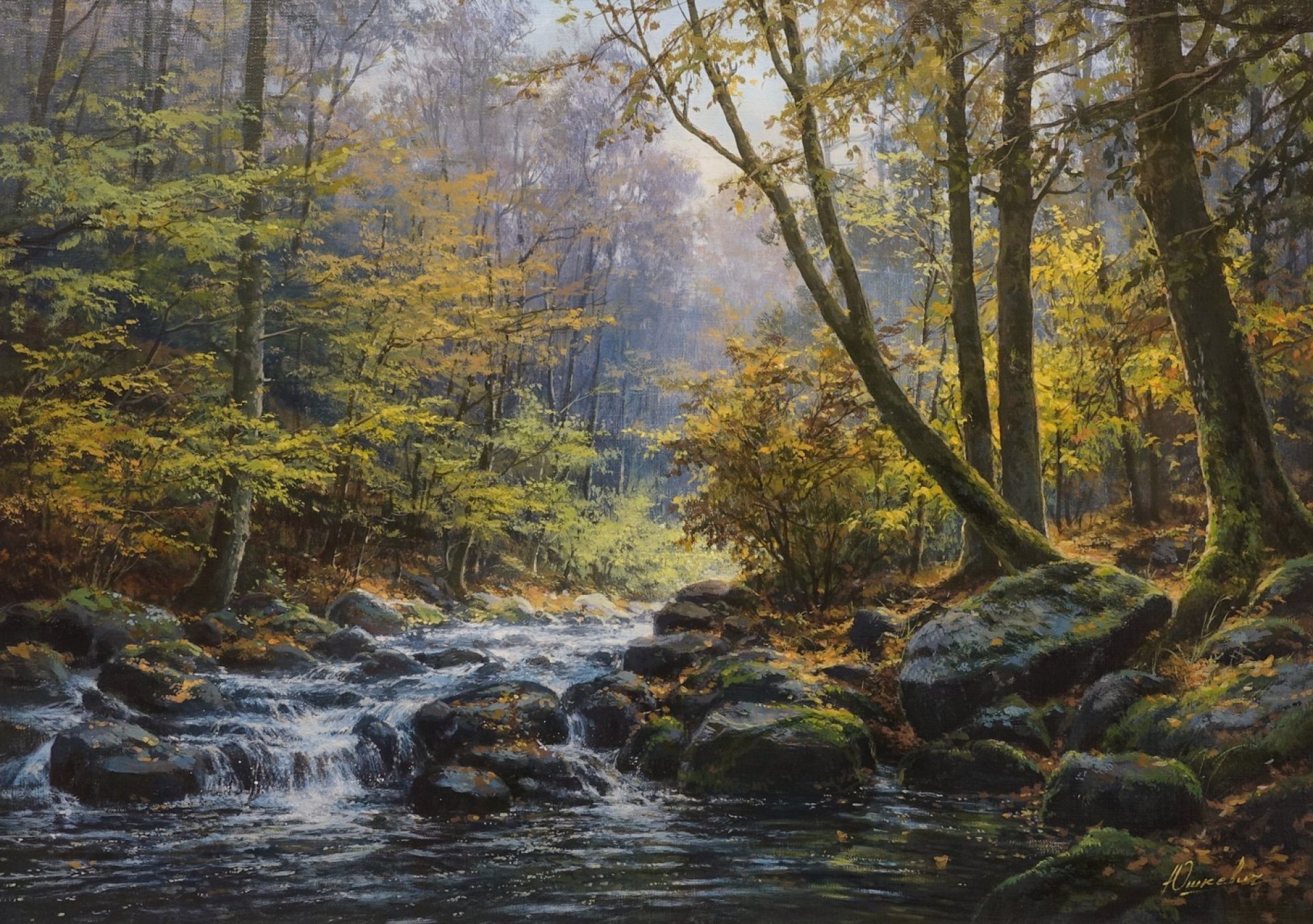 Forest river Painting by Viktar Yushkevich Yuvart - Jose Art Gallery