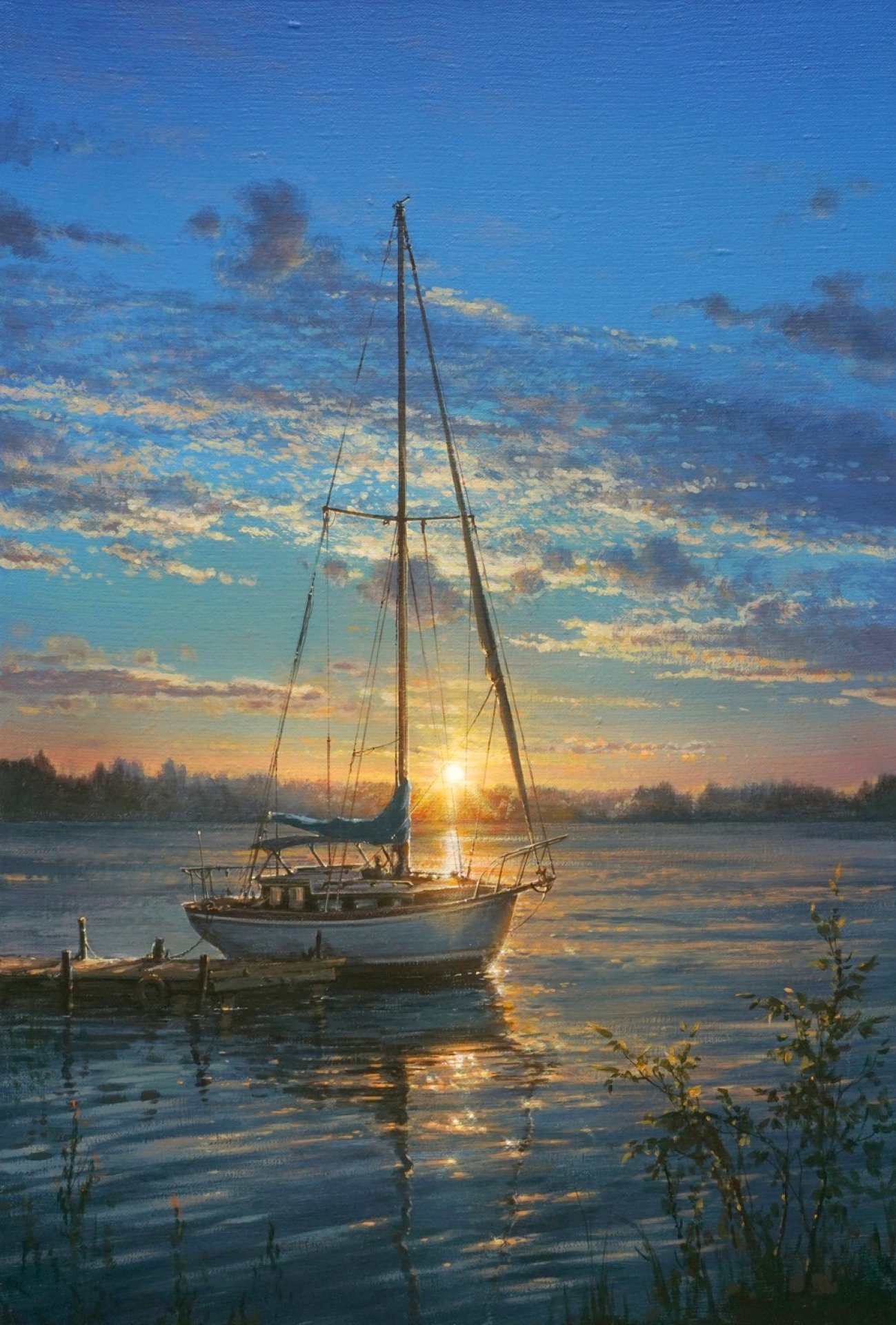 Sunset Painting by Viktar Yushkevich Yuvart