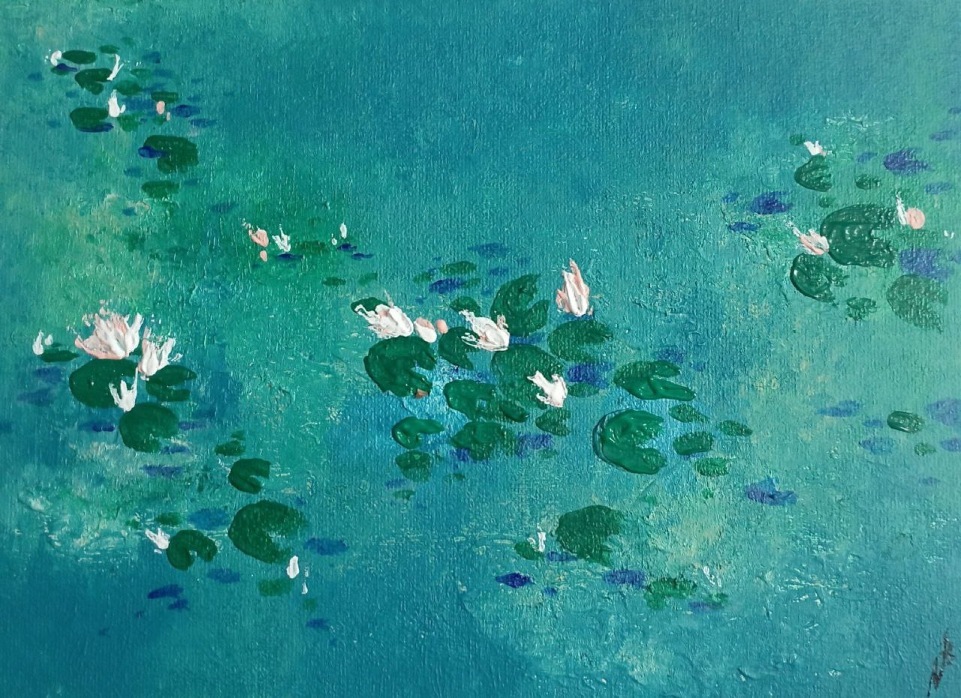 Lotus Pond Variation Painting by Bogdana Nosenok