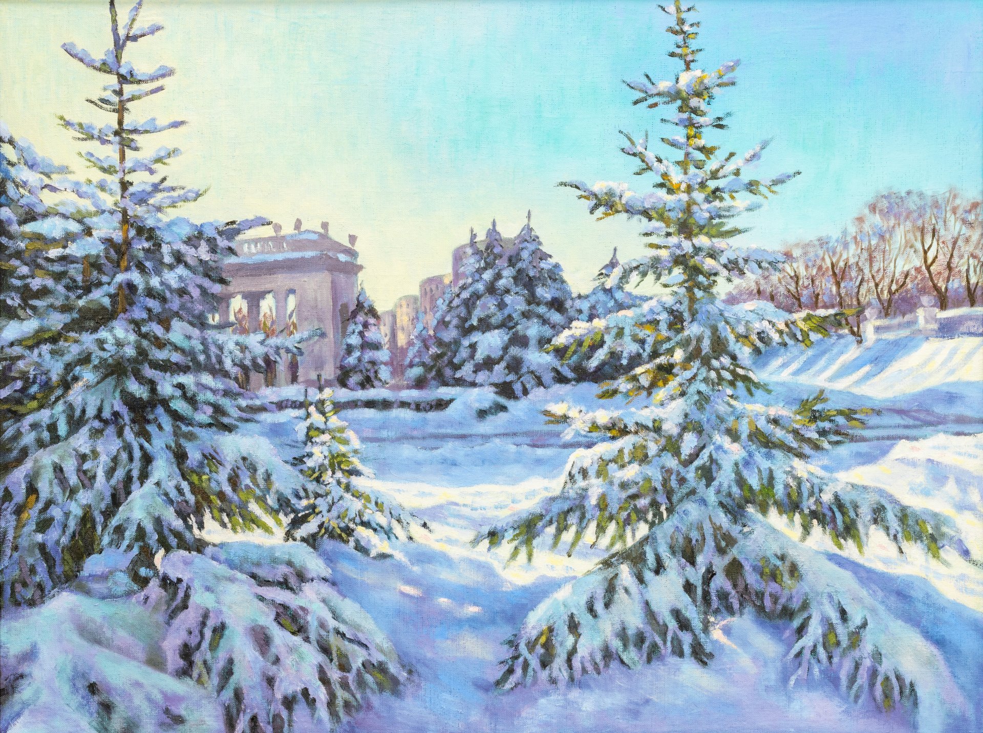 Frosty morning Painting by Elena Moiseenko (belarus)
