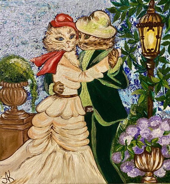 Cat waltz Painting by Anna Kiptenko - Jose Art Gallery