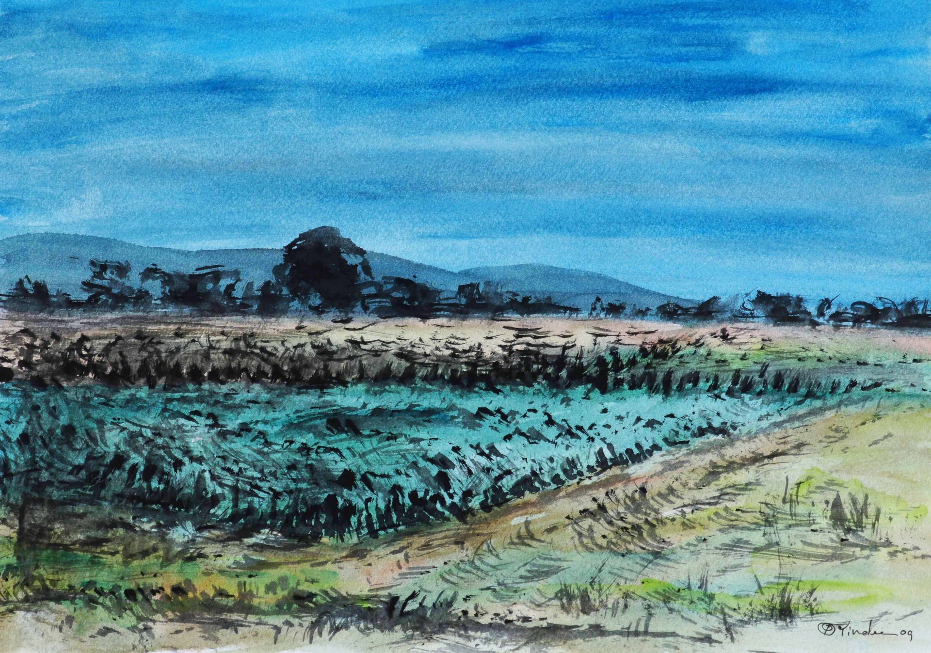 Fields Painting by Pracha Yindee - Jose Art Gallery