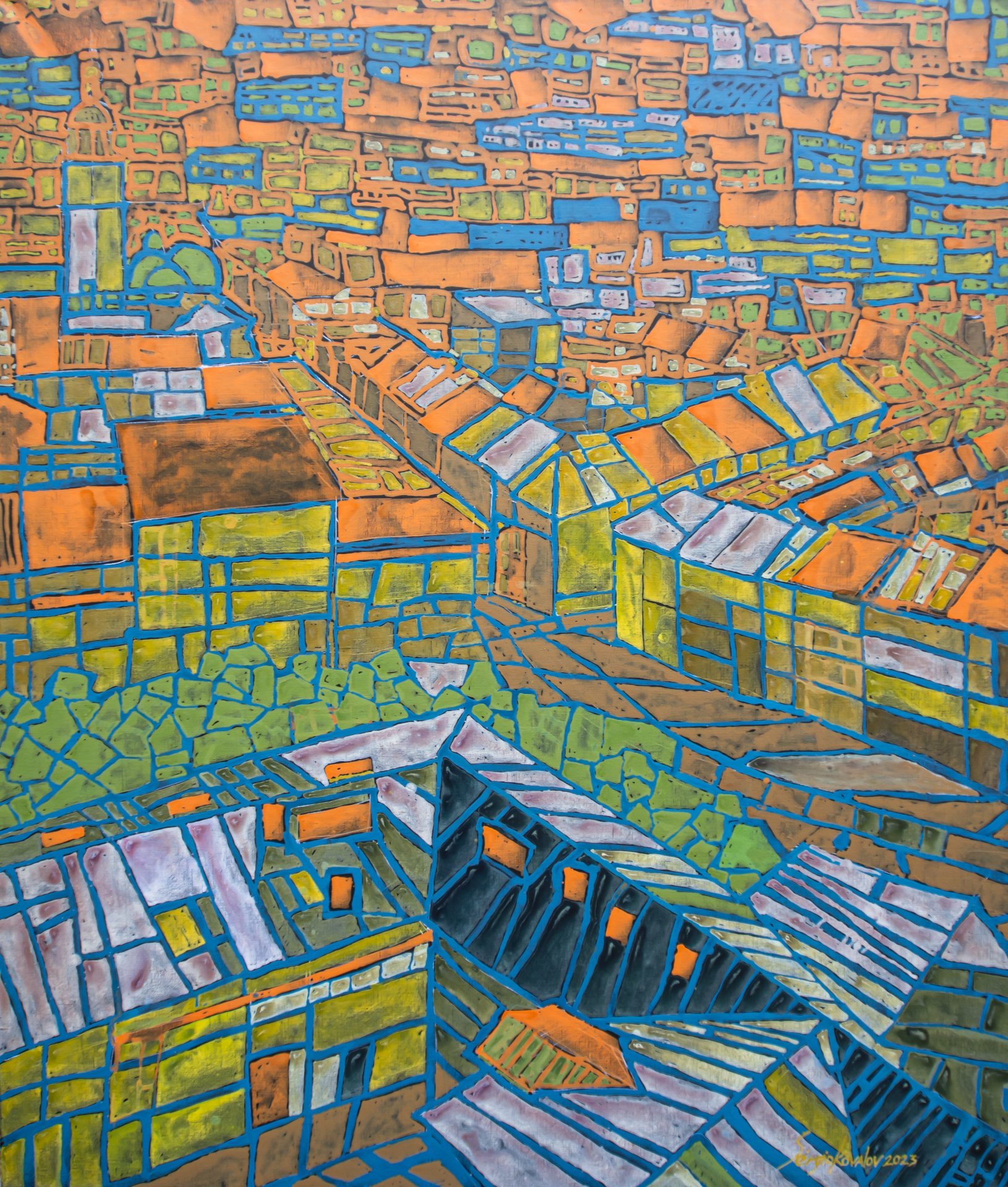 Geometric landscape Painting by Sergio Kovalov - Jose Art Gallery