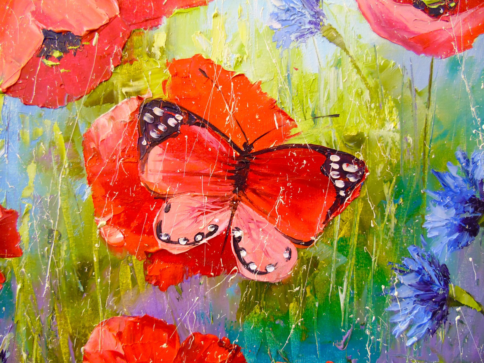 Poppies and butterflies Painting by Olha Darchuk - Jose Art Gallery