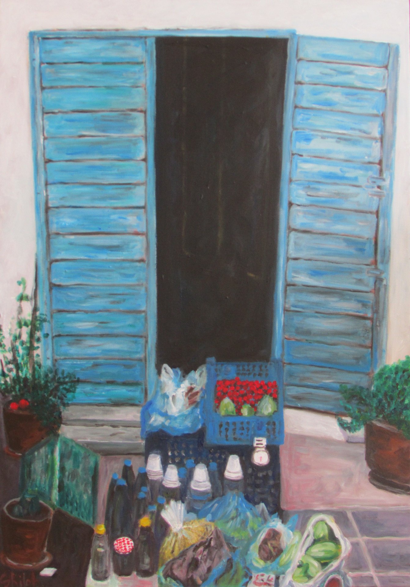 Greek Island scene Painting by Dan Shiloh - Jose Art Gallery