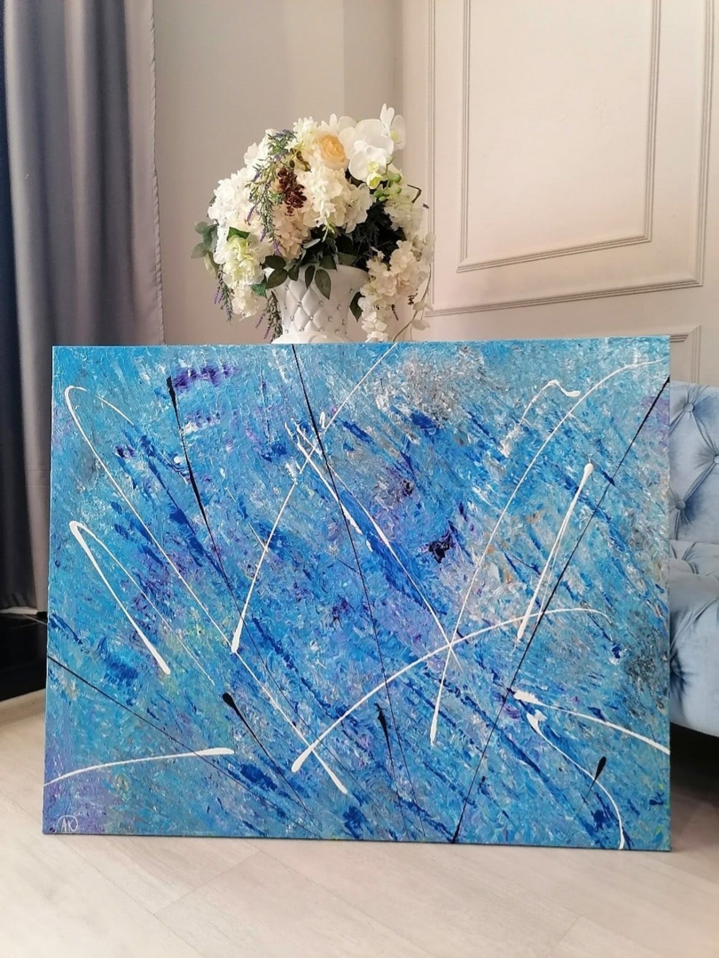 Abstraction Meteor Shower Painting by Anastasiya Koroleva