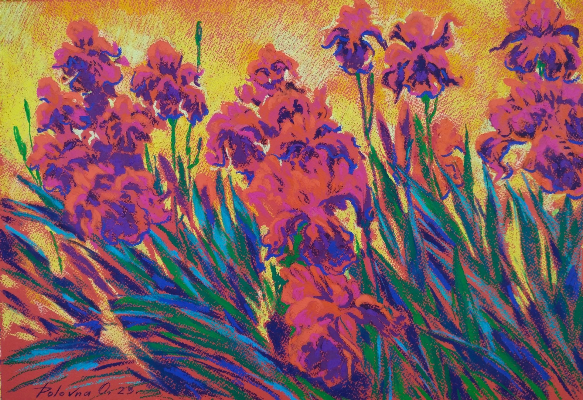 Red irises Painting by Olena Polovna - Jose Art Gallery
