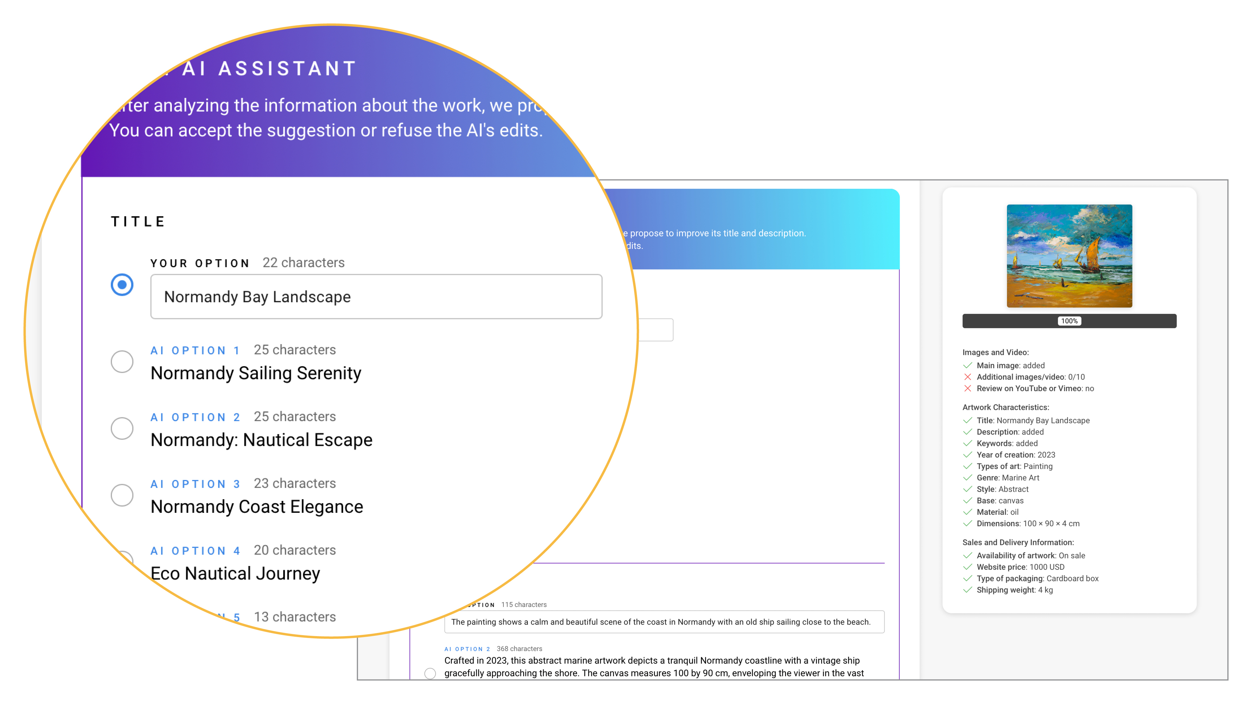 AI IN ART: ARTWORK NAME AND DESCRIPTION GENERATOR